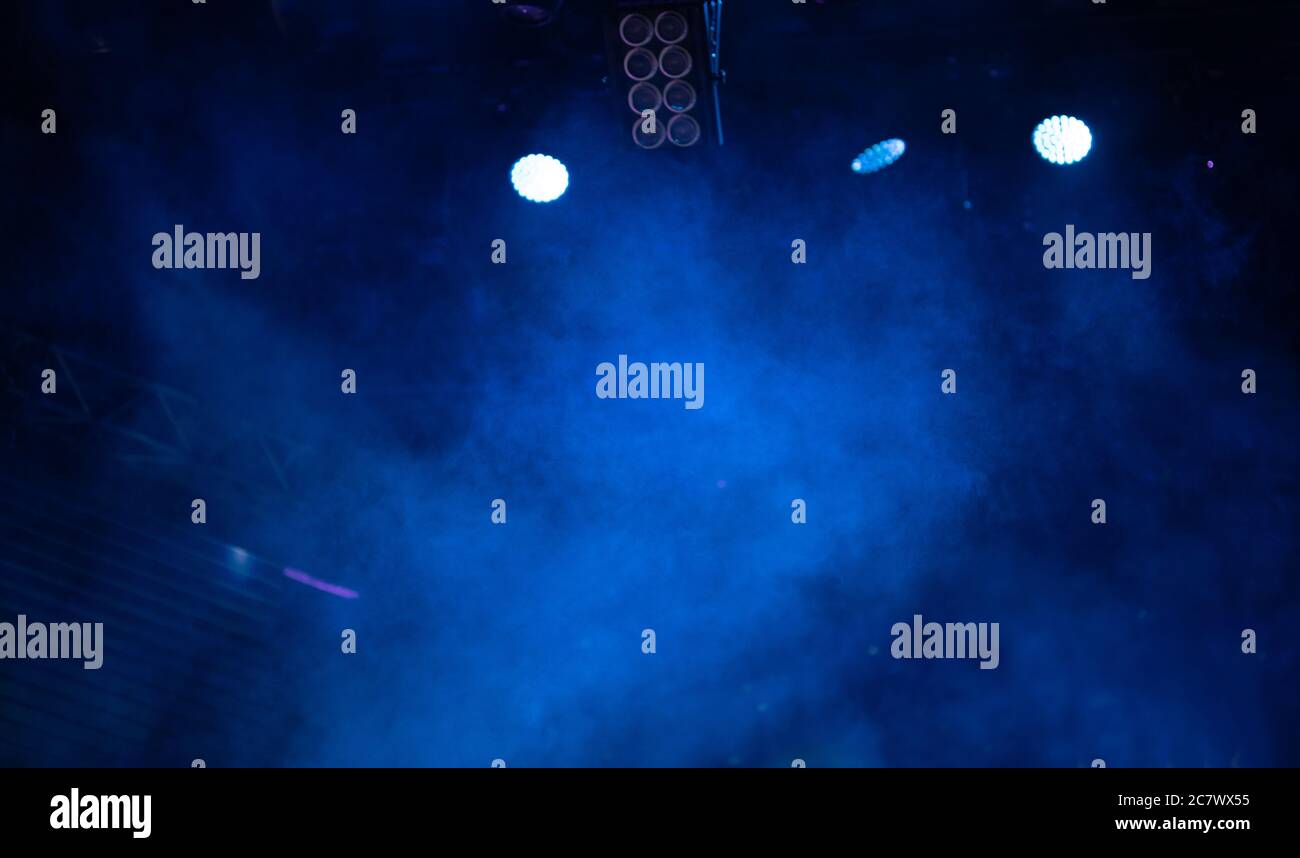 Stage light and smoke on stage, lighting and spotlights. Abstract ...