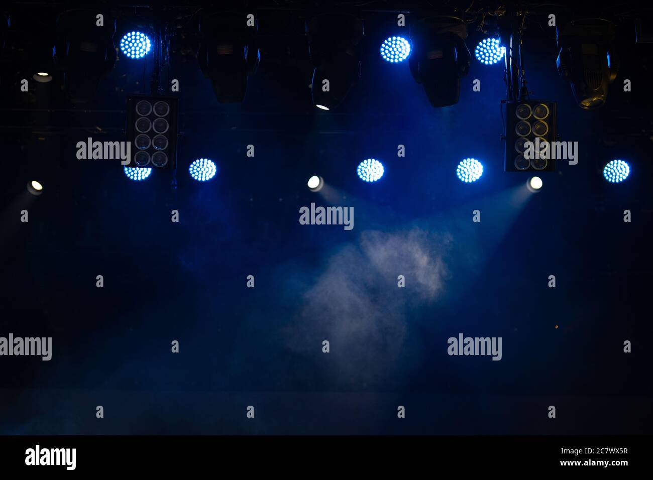 Stage light and smoke on stage, lighting and spotlights. Abstract ...