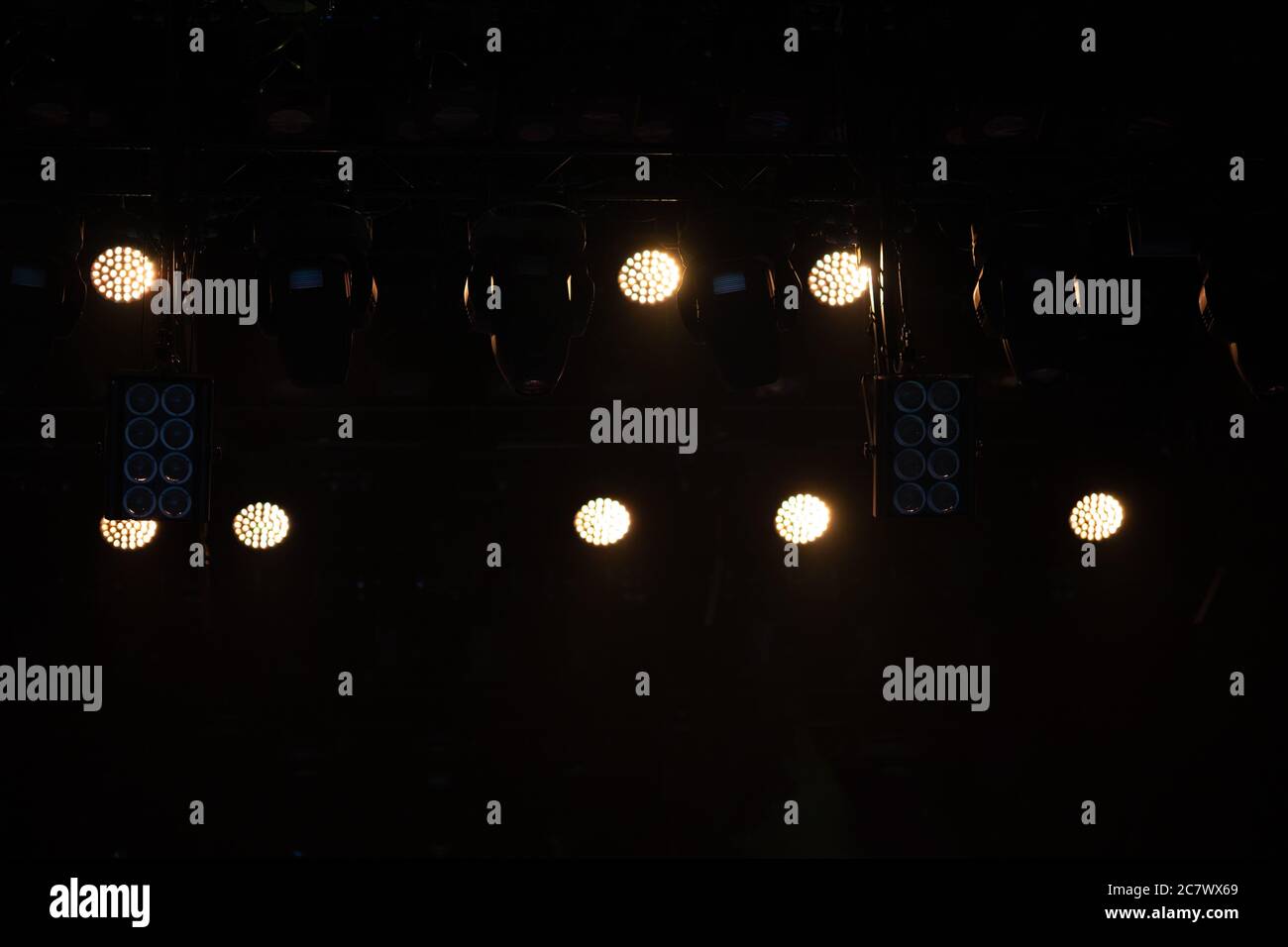 Stage light and smoke on stage, lighting and spotlights. Abstract ...