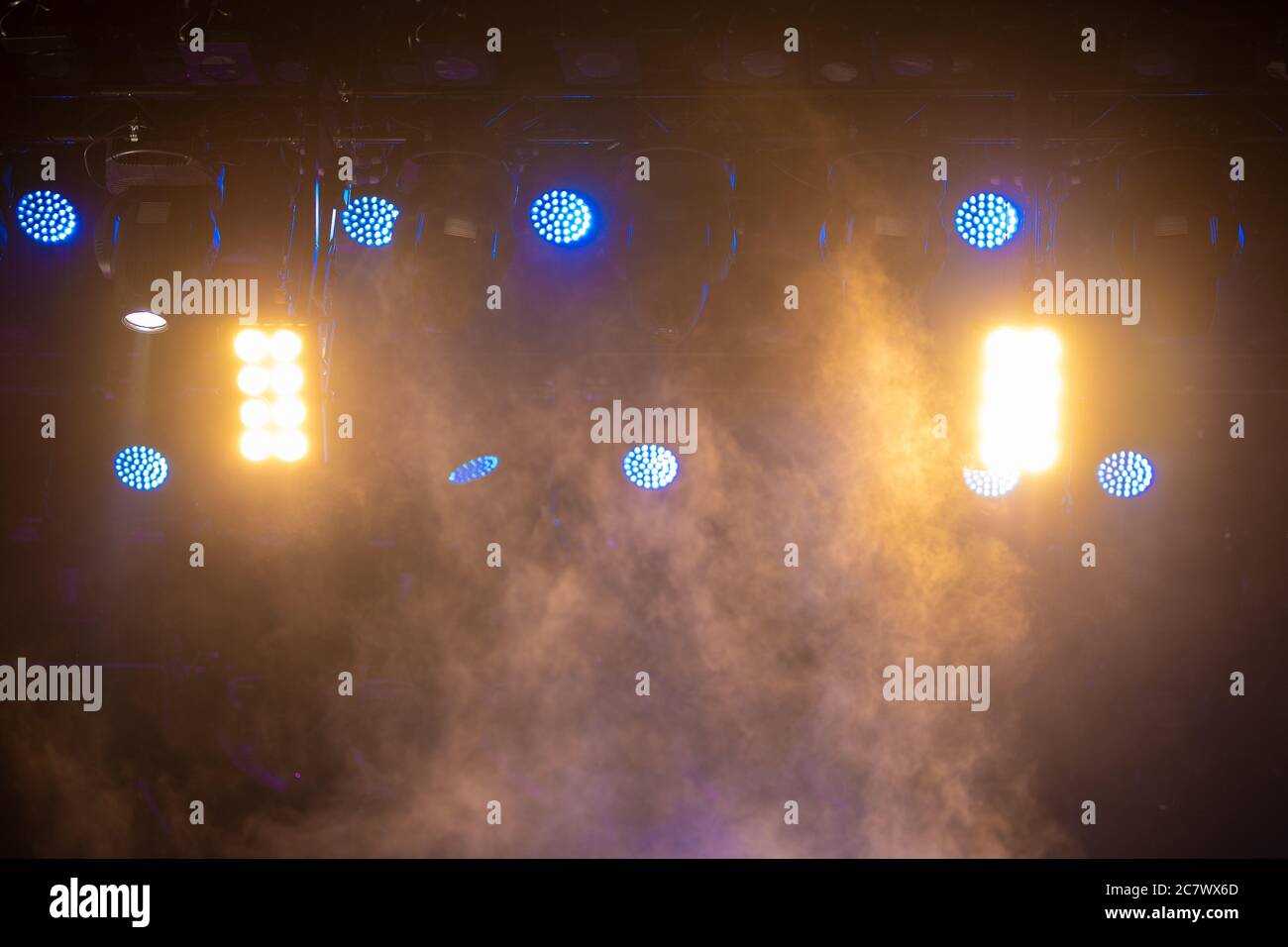 Stage light and smoke on stage, lighting and spotlights. Abstract ...