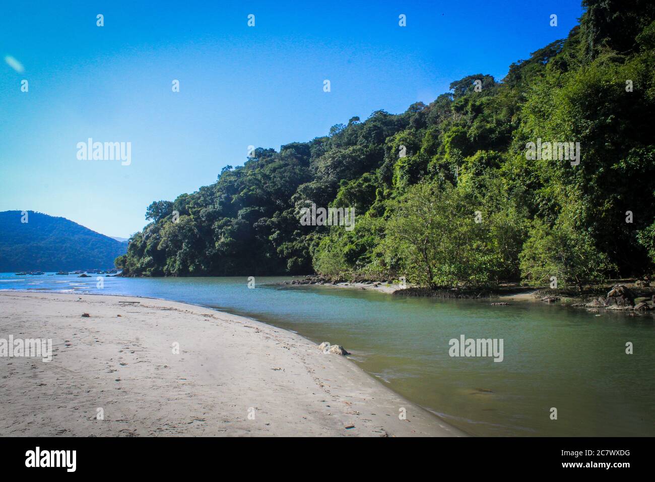 Amazing river going to the beach of Paraia do Pereque, Guaruja, Brazil ...