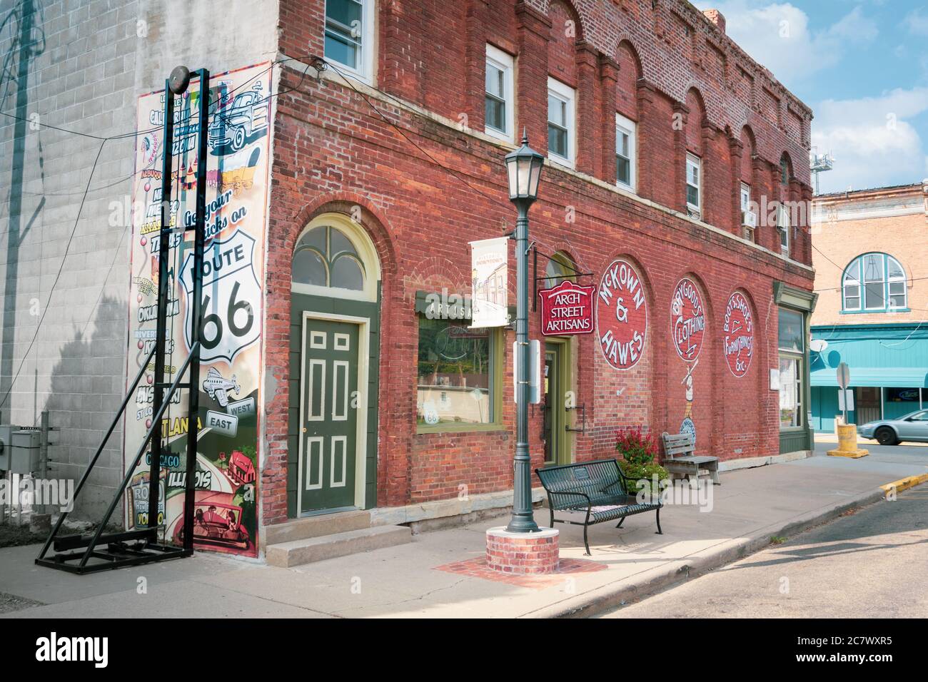 Atlanta Illinois USA - August 31 2015; Old brick building with vintage ...