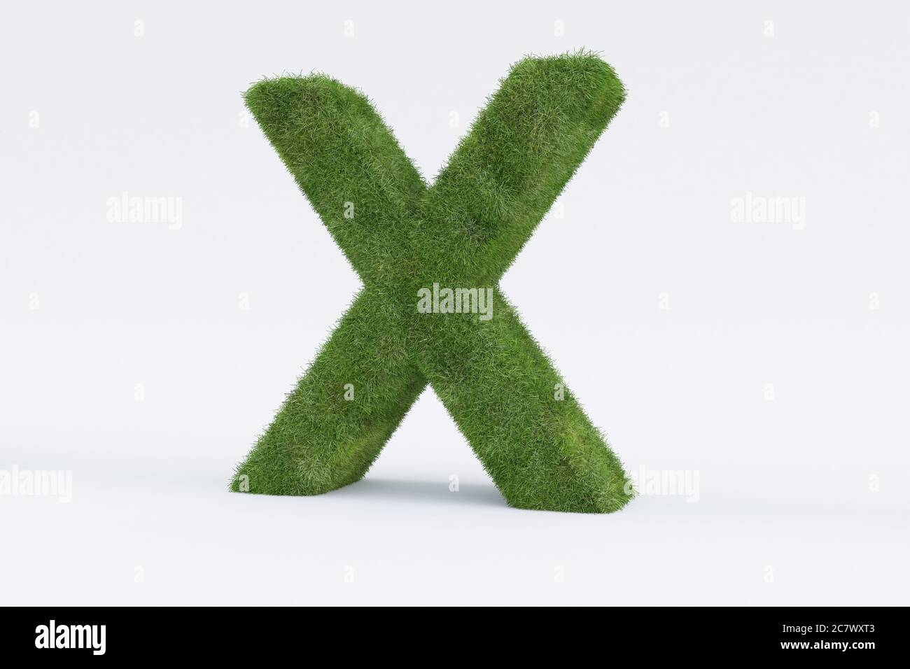 3d rendering of green grass letter X isolated on white background ...
