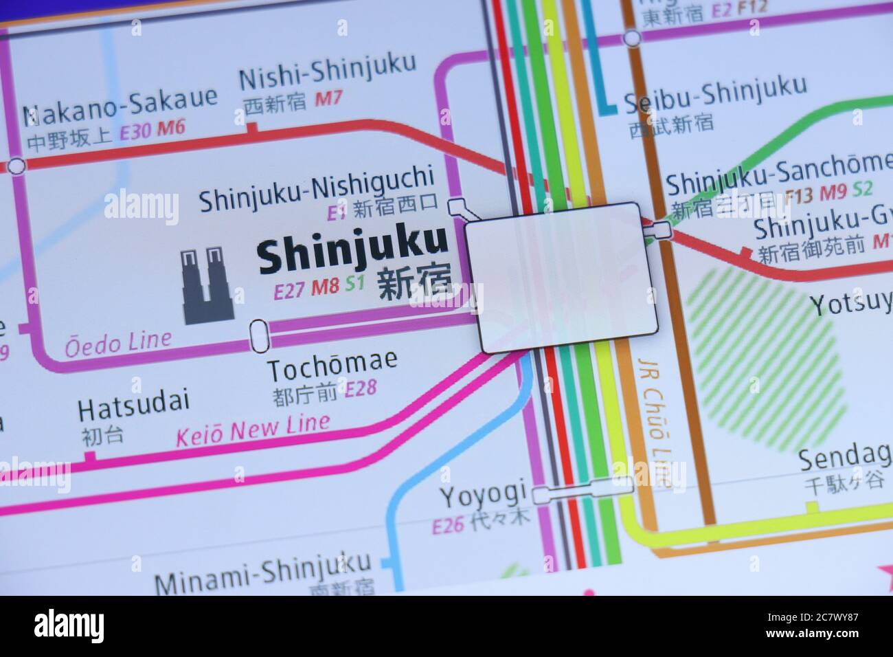 Shinjuku Station on Tokyo subway map on smartphone screen Stock Photo ...