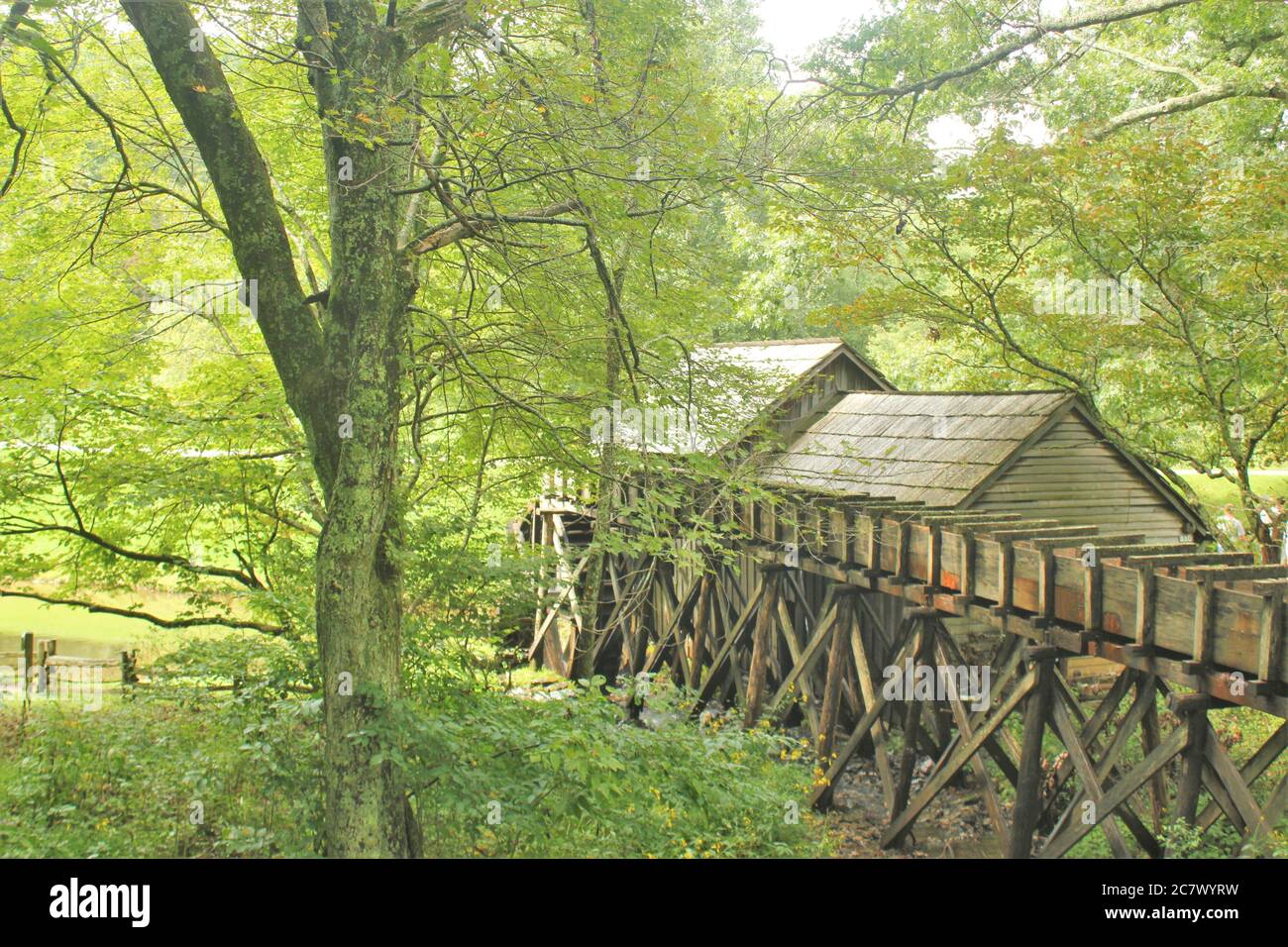 Mabry Mill, an old restored grist mill along the Blue Ridge Parkway in ...
