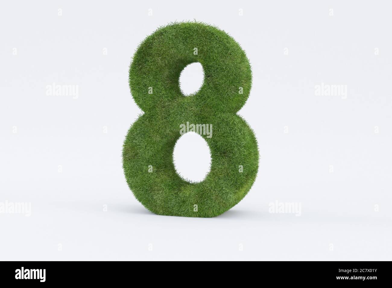 3d rendering of green grass number 8 isolated on white background ...