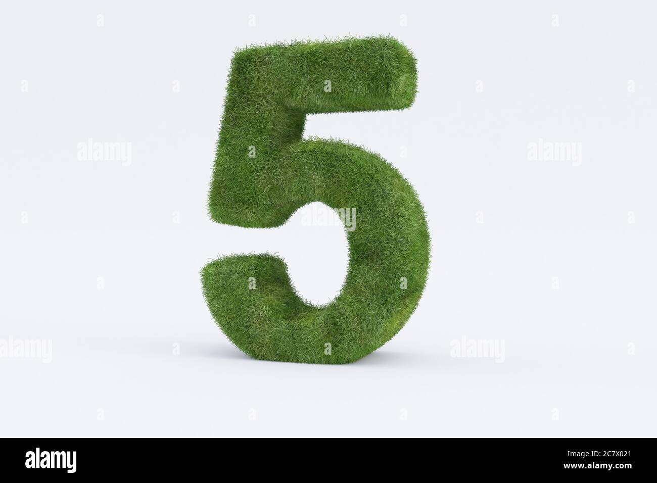 3d rendering of green grass number 5 isolated on white background ...