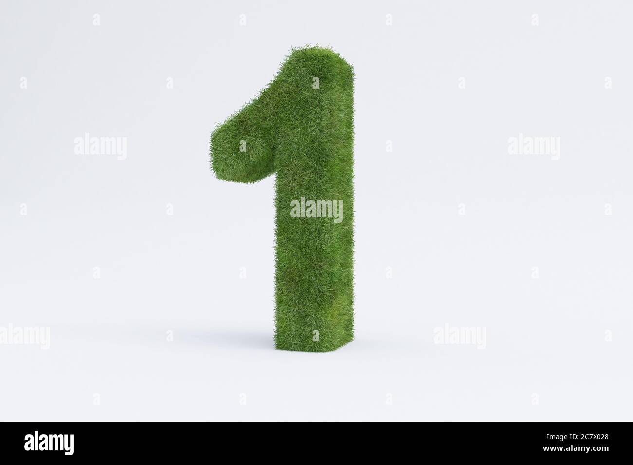 3d rendering of green grass number 1 isolated on white background ...