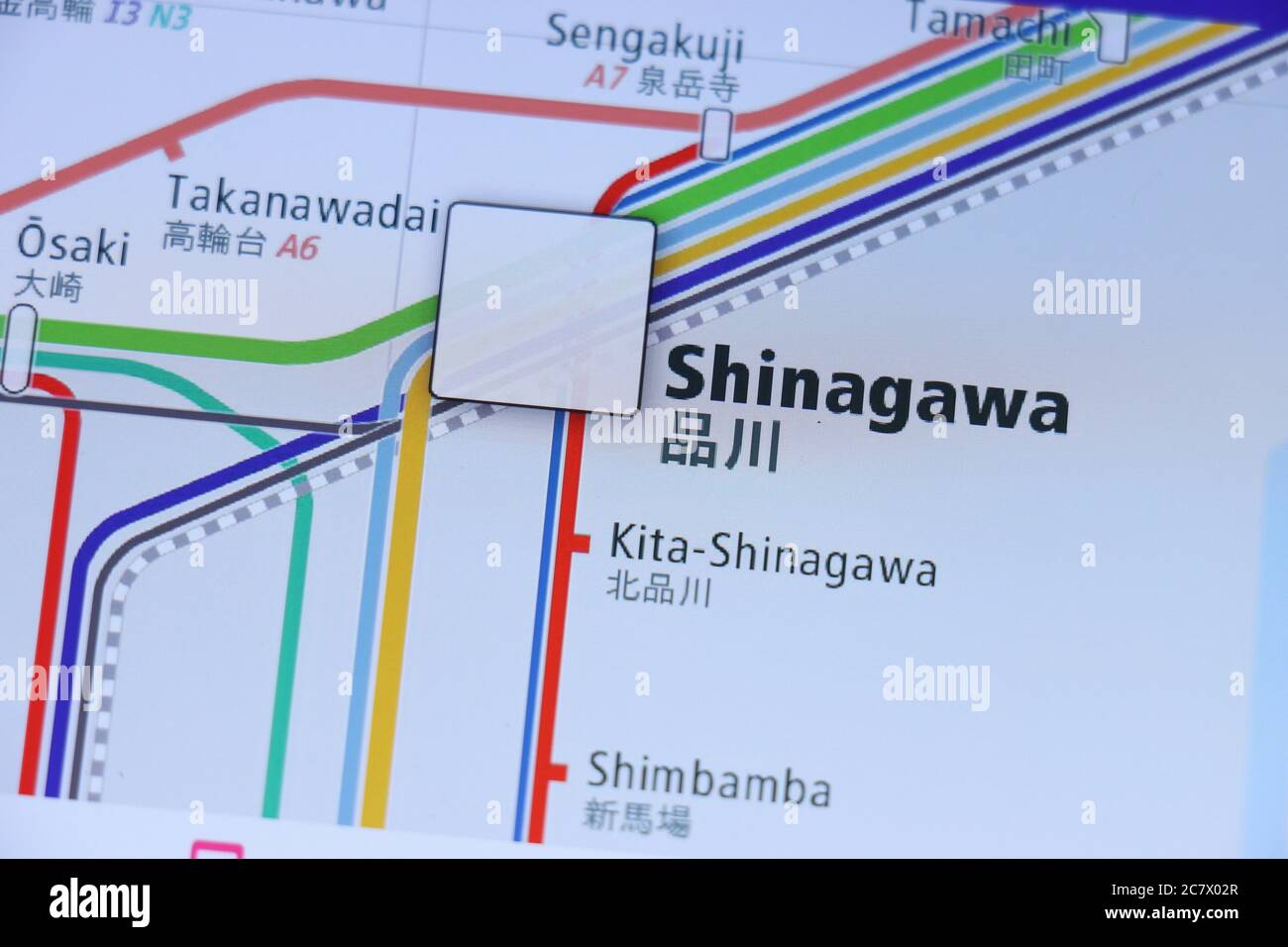 Shinagawa station on Tokyo subway map on smartphone screen Stock Photo ...