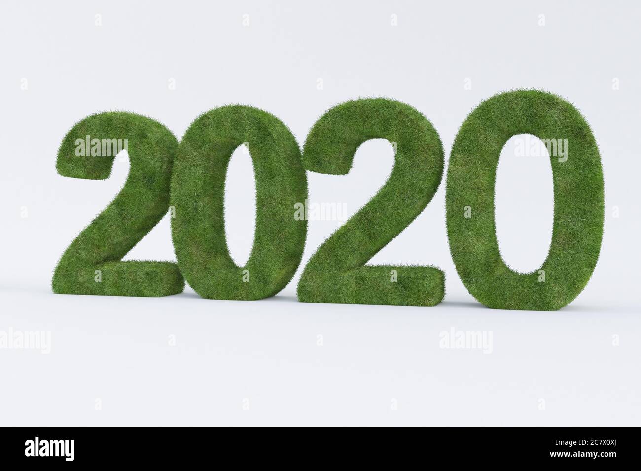 3d rendering of green grass number 2020 isolated on white background ...