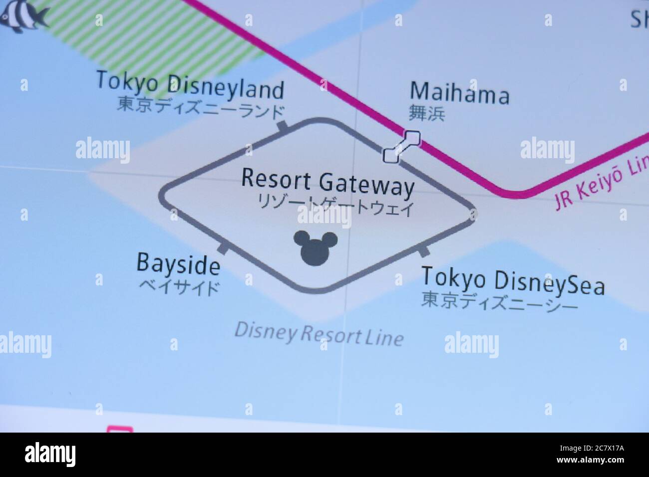 Tokyo Disneyland station on Tokyo subway map on smartphone screen Stock ...