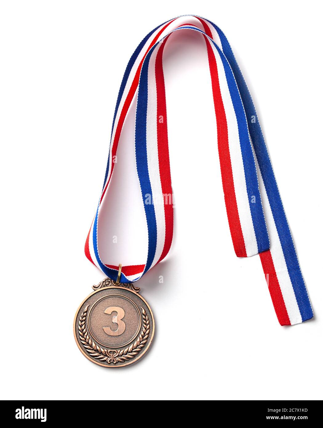 Bronze medal. Third place award with ribbon Stock Photo - Alamy