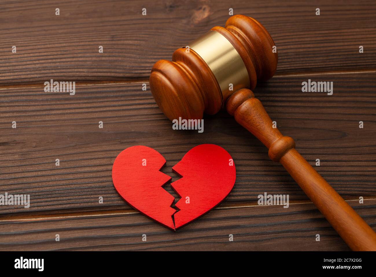 Divorce and division of property. Broken heart and judge gavel Stock ...