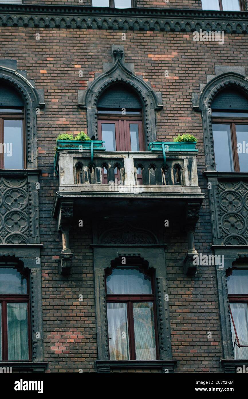 Budapest Hungary july 19, 2020 View of the facade of a historical ...