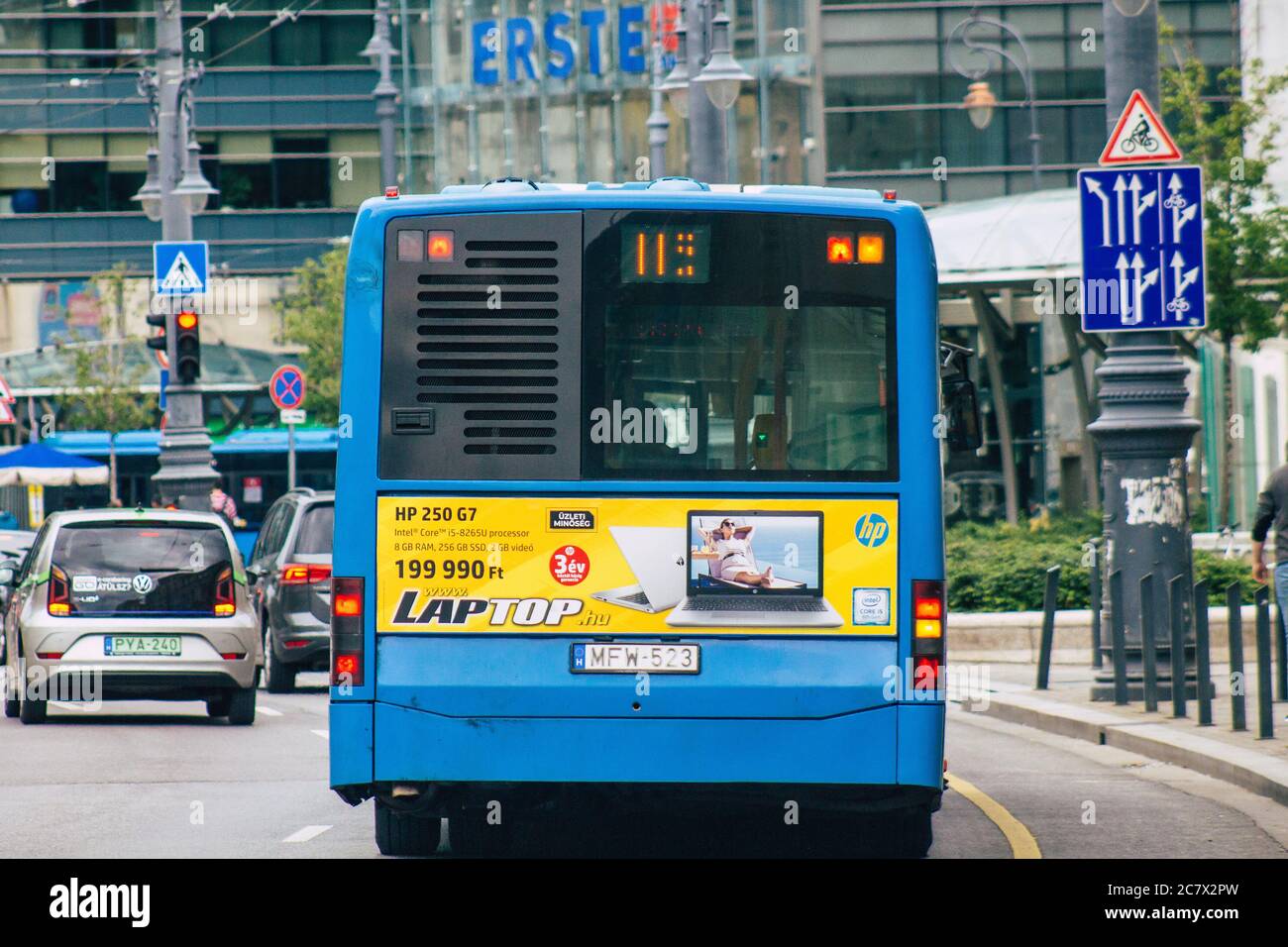 Budapest Hungary july 19, 2020 View of a traditional Hungarian city bus ...
