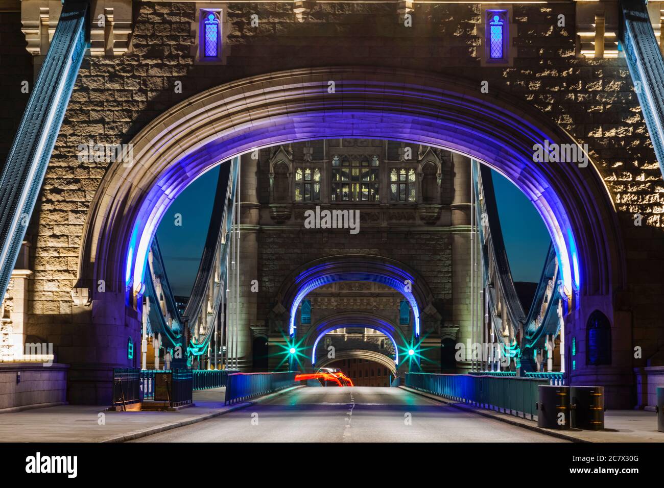 England, London, Tower Bridge with Empty Road at Night Stock Photo - Alamy