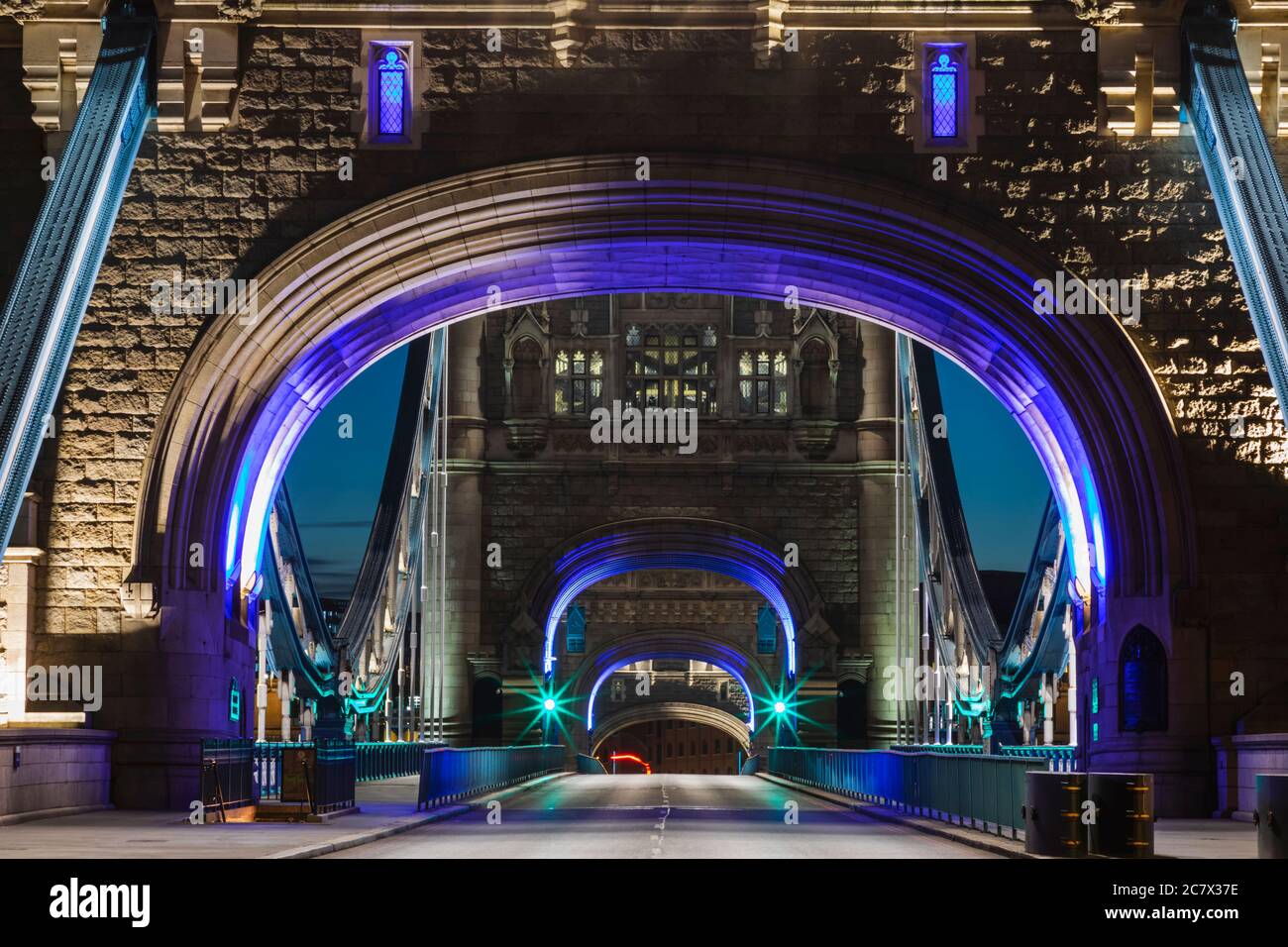 England, London, Tower Bridge with Empty Road at Night Stock Photo - Alamy