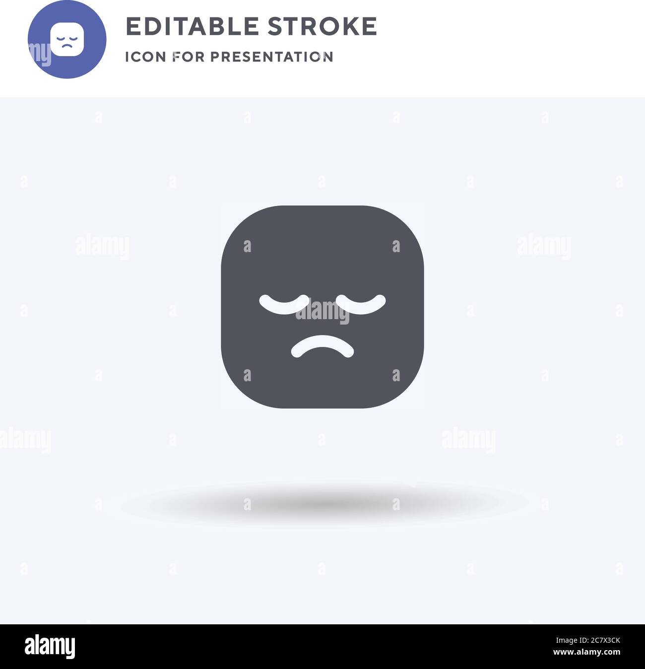 Sad icon vector, filled flat sign, solid pictogram isolated on white ...