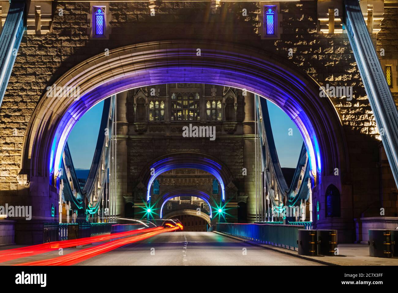 England, London, Tower Bridge with Empty Road at Night Stock Photo - Alamy