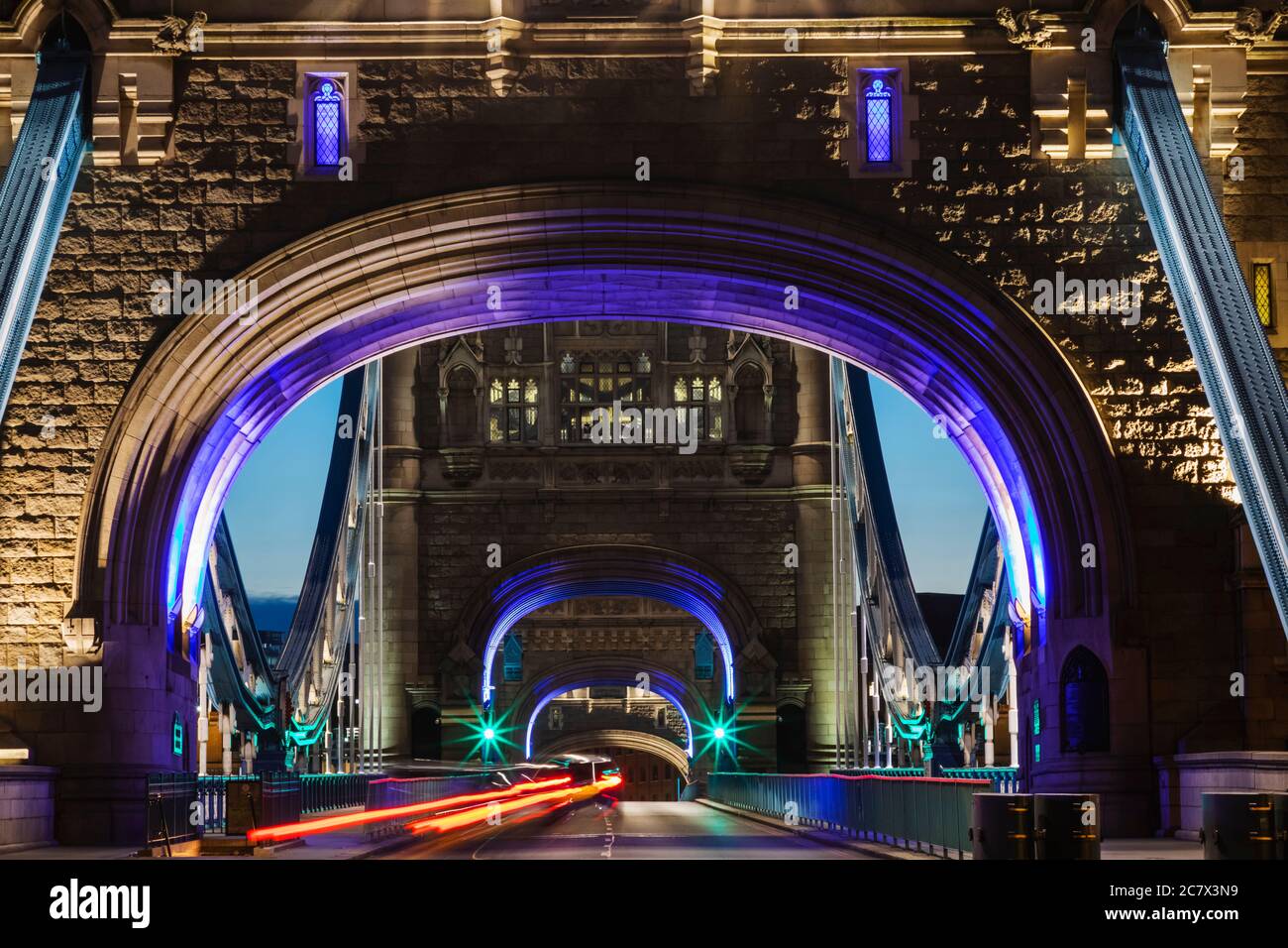 England, London, Tower Bridge with Empty Road at Night Stock Photo - Alamy