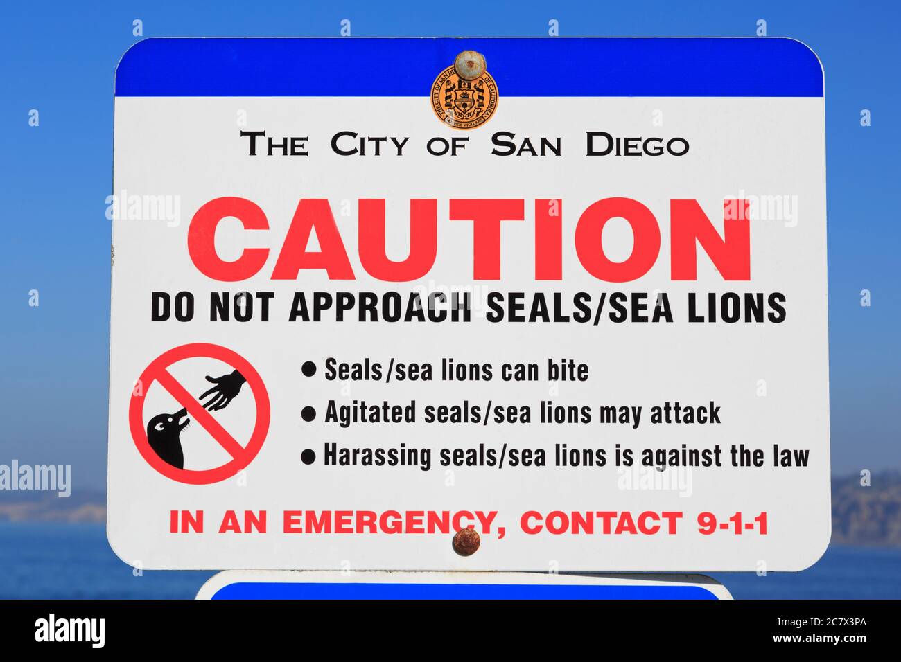 Warning sign, La Jolla, San Diego, California, USA Stock Photo - Alamy