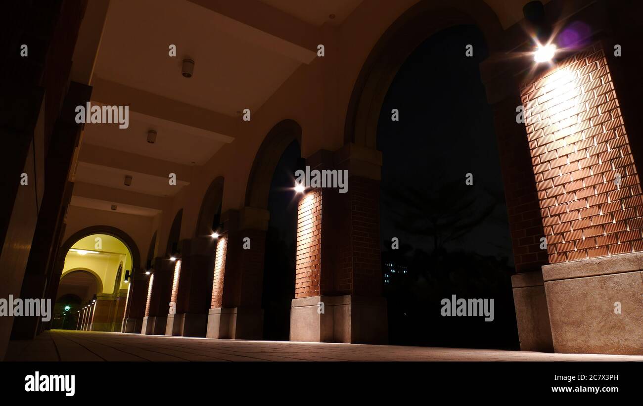 Night exterior view of the NTU Main Library at Taipei, Taiwan Stock ...