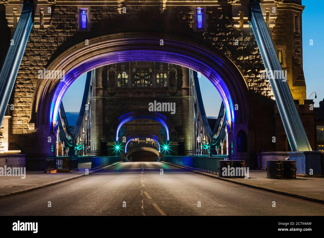 England, London, Tower Bridge with Empty Road at Night Stock Photo - Alamy