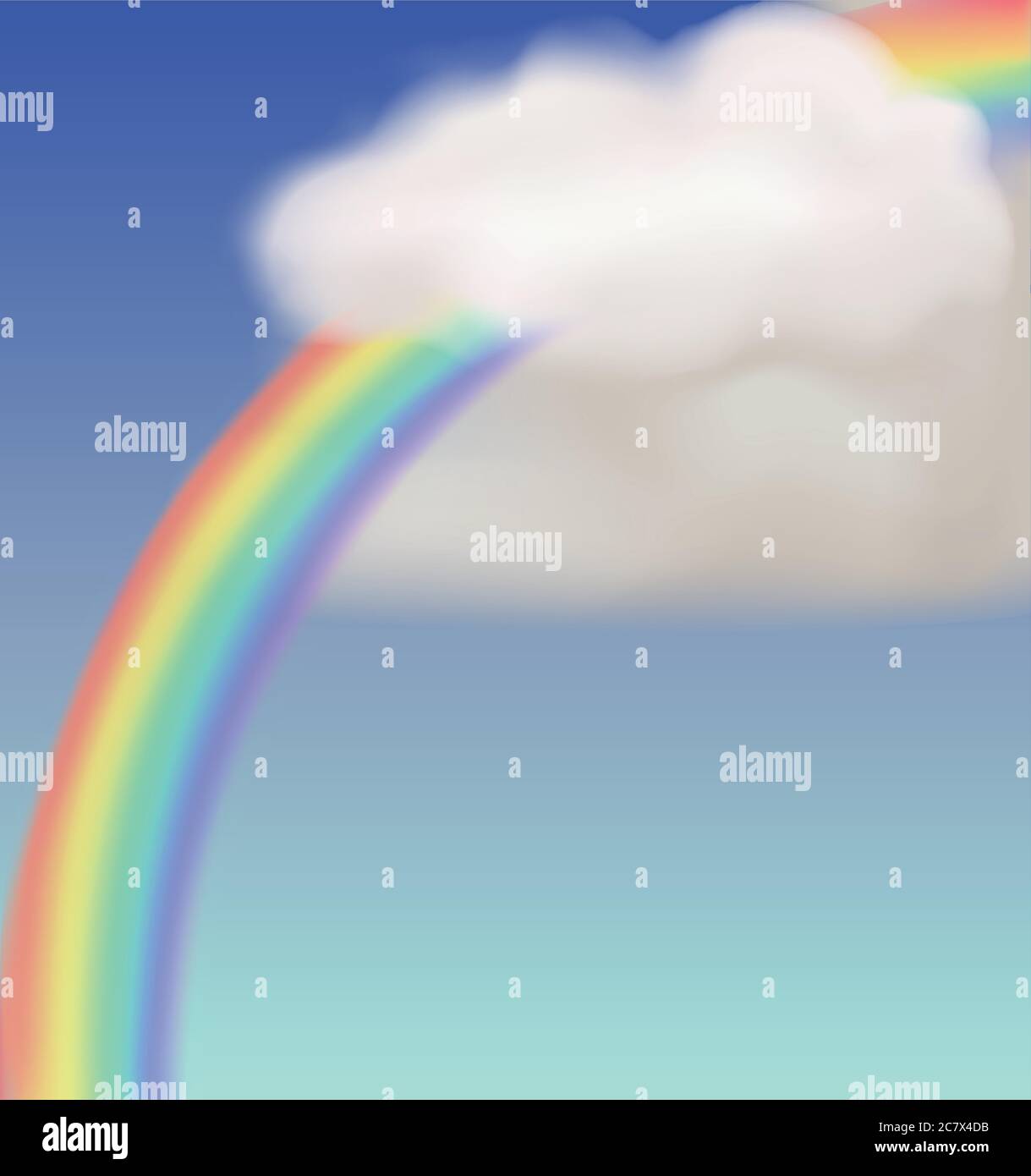 Vector sky background with clouds and rainbow Stock Vector Image & Art ...