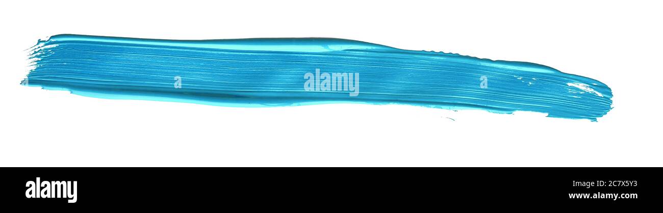 Turquoise blue brush stroke paiting over isolated background, canvas ...