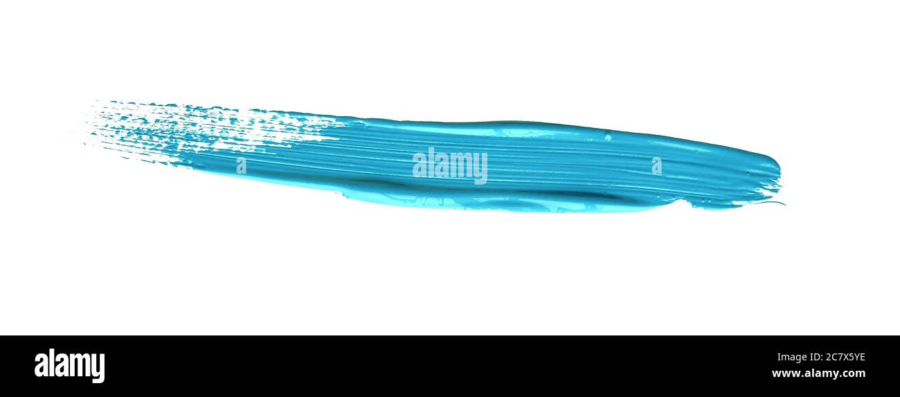 Turquoise blue brush stroke paiting over isolated background, canvas ...