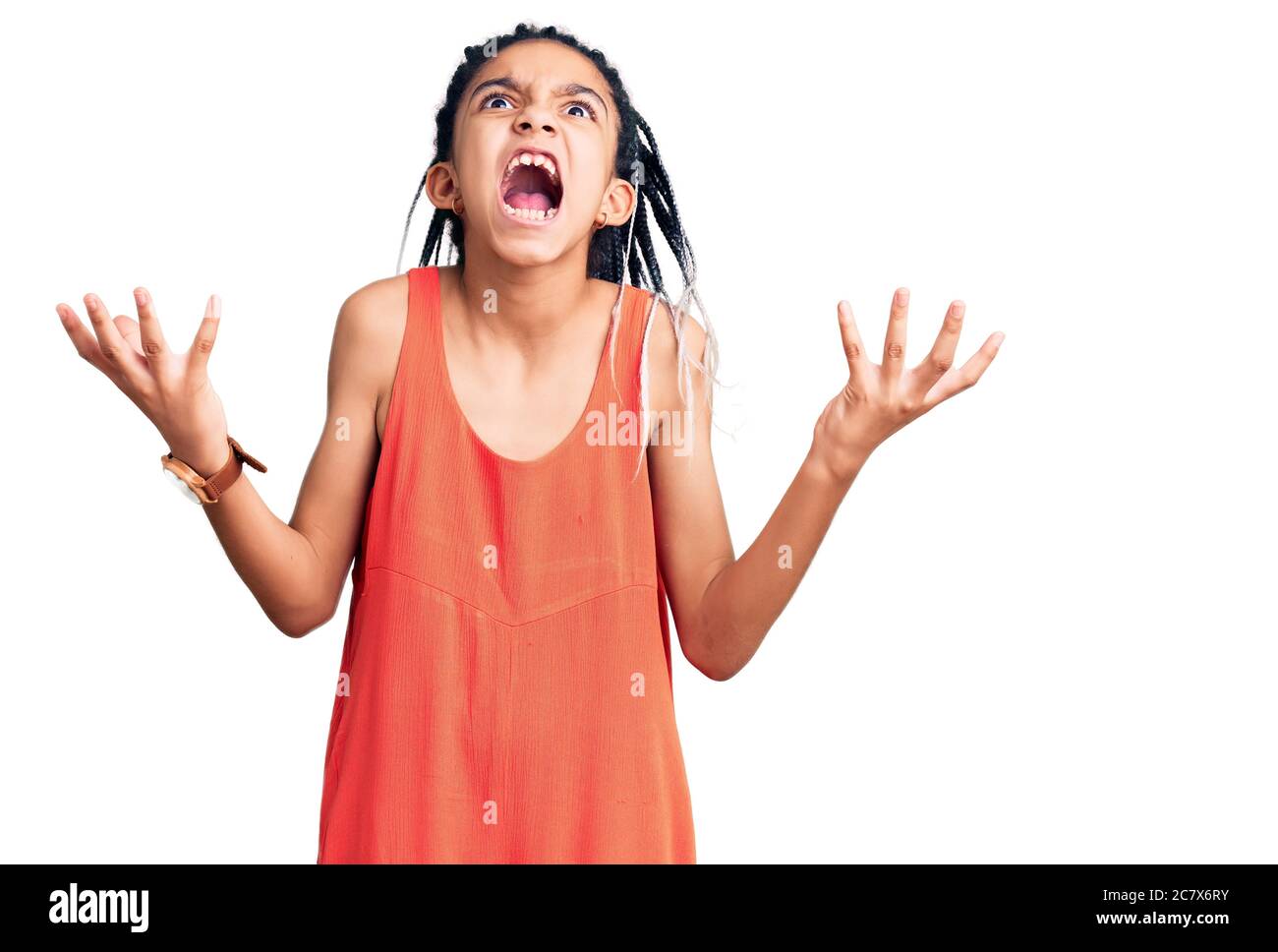 Cute african american girl wearing casual clothes crazy and mad ...