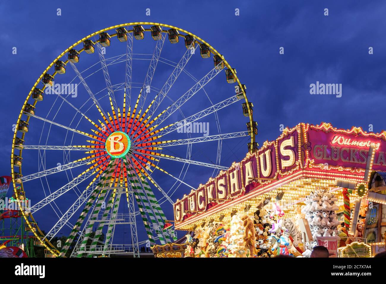 Night scenery atmosphere of colourful illuminated " GLUCKSHAUS ...
