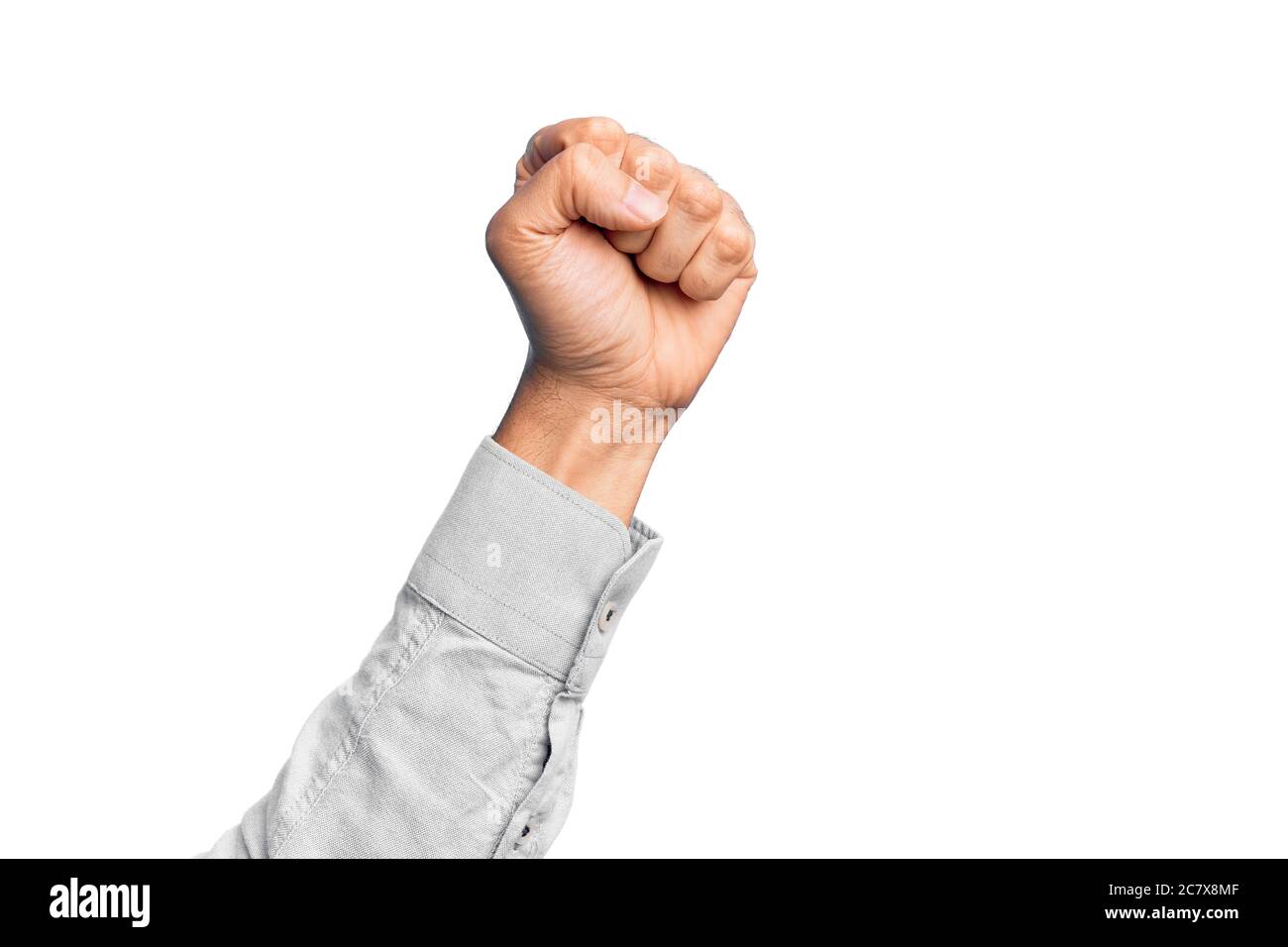 Hand of caucasian young man showing fingers over isolated white ...