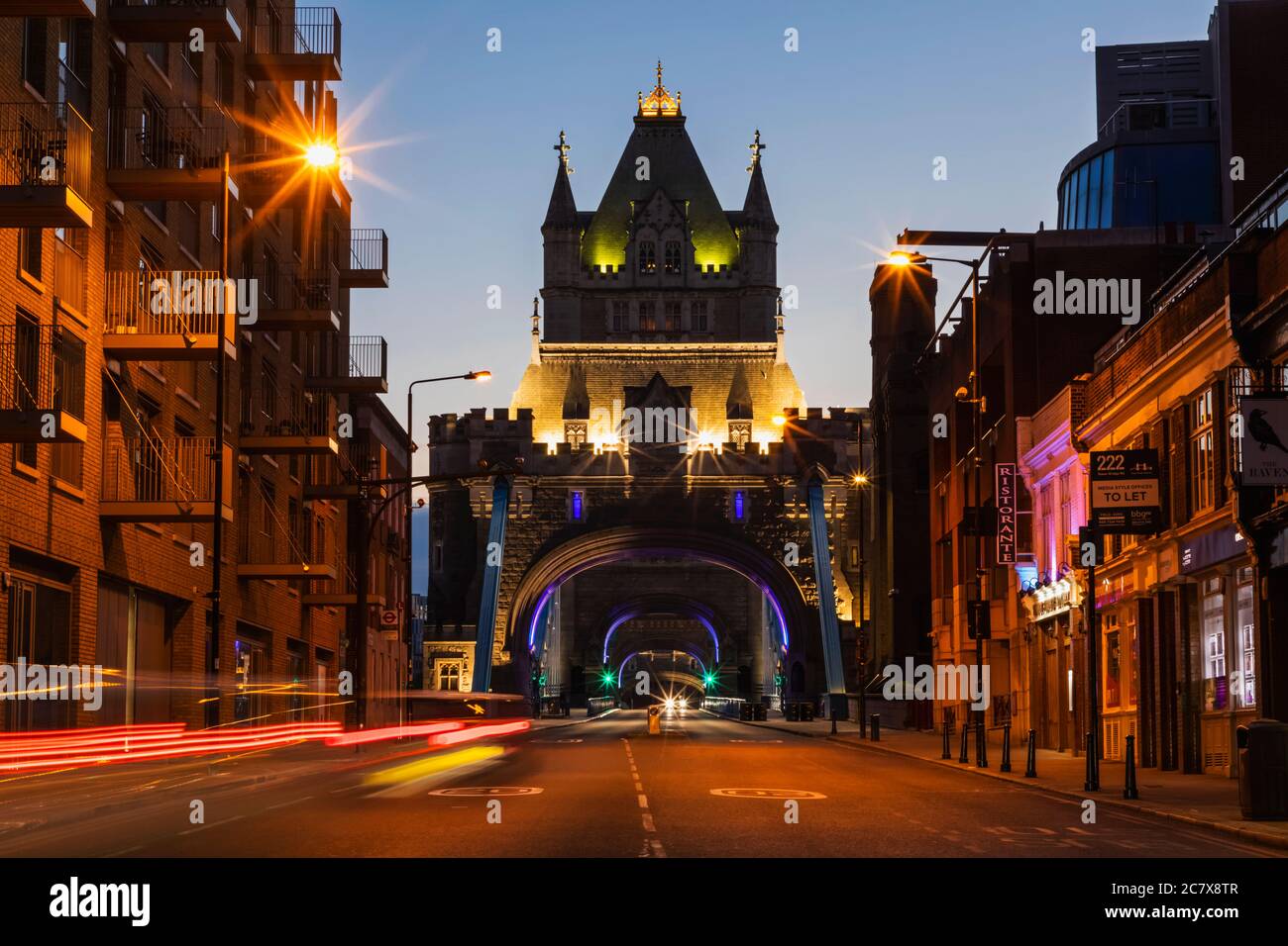 England, London, Tower Bridge with Empty Road at Night Stock Photo - Alamy