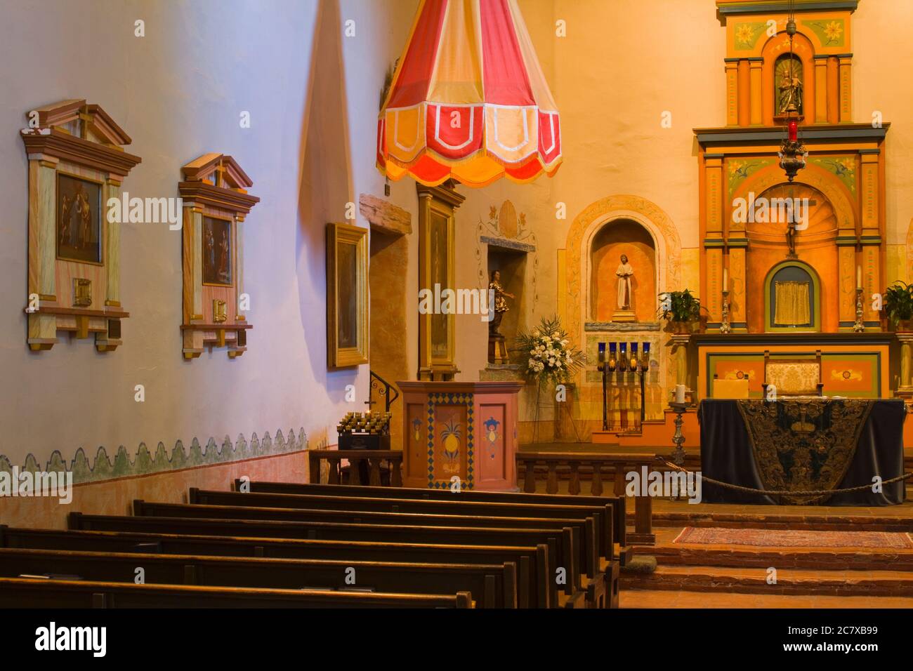 Church interior, Mission Basilica San Diego de Alcala, San Diego ...