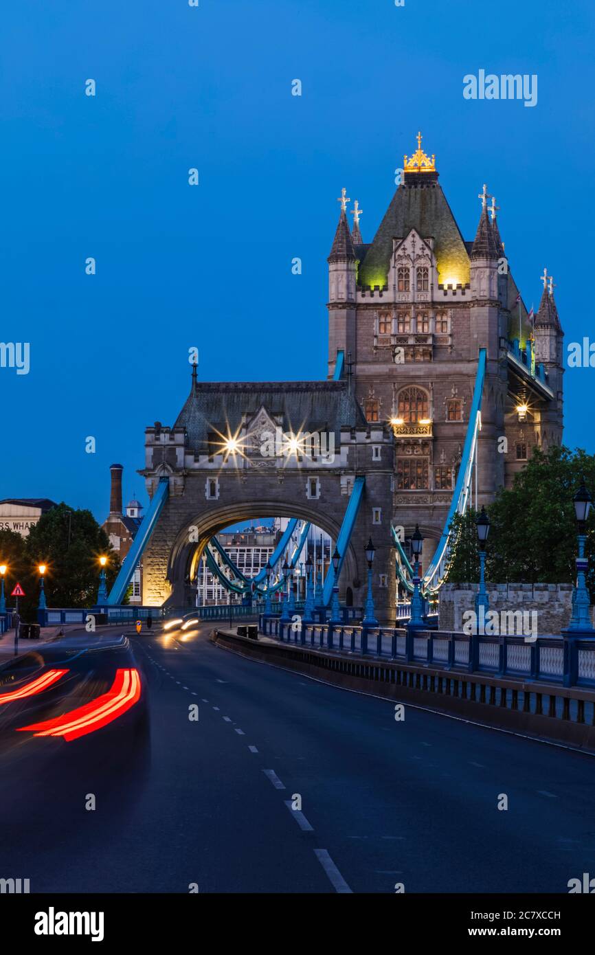 England, London, Tower Bridge with Empty Road at Night Stock Photo - Alamy