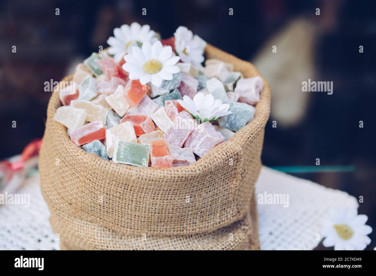 Traditional Turkish Delight, Sugar coated soft candy Stock Photo - Alamy