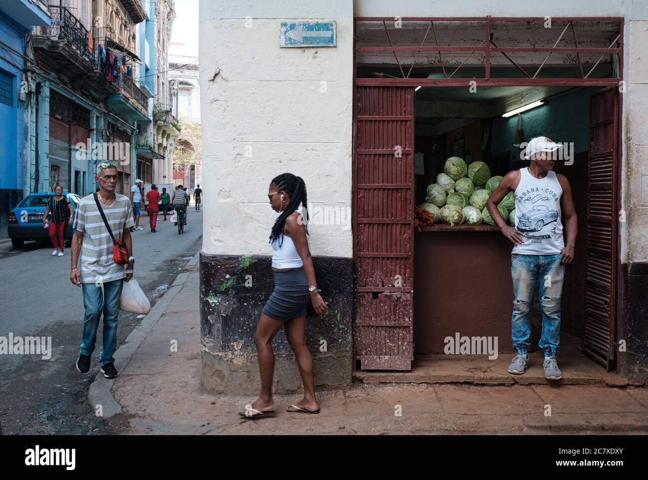 HAVANA, CUBA - CIRCA JANUARY 2020: Woman walking in the streets of ...