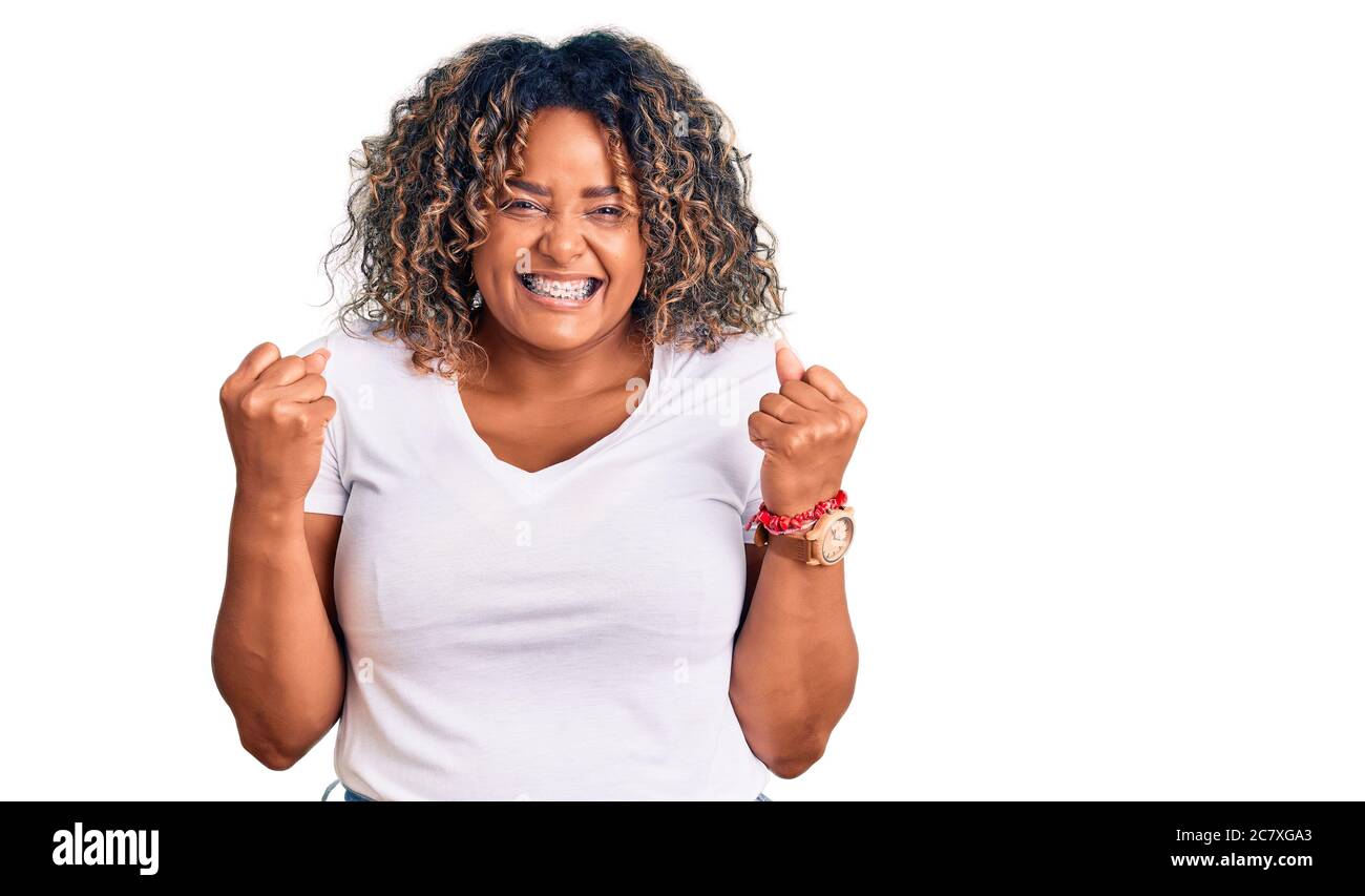 Young african american plus size woman wearing casual clothes ...