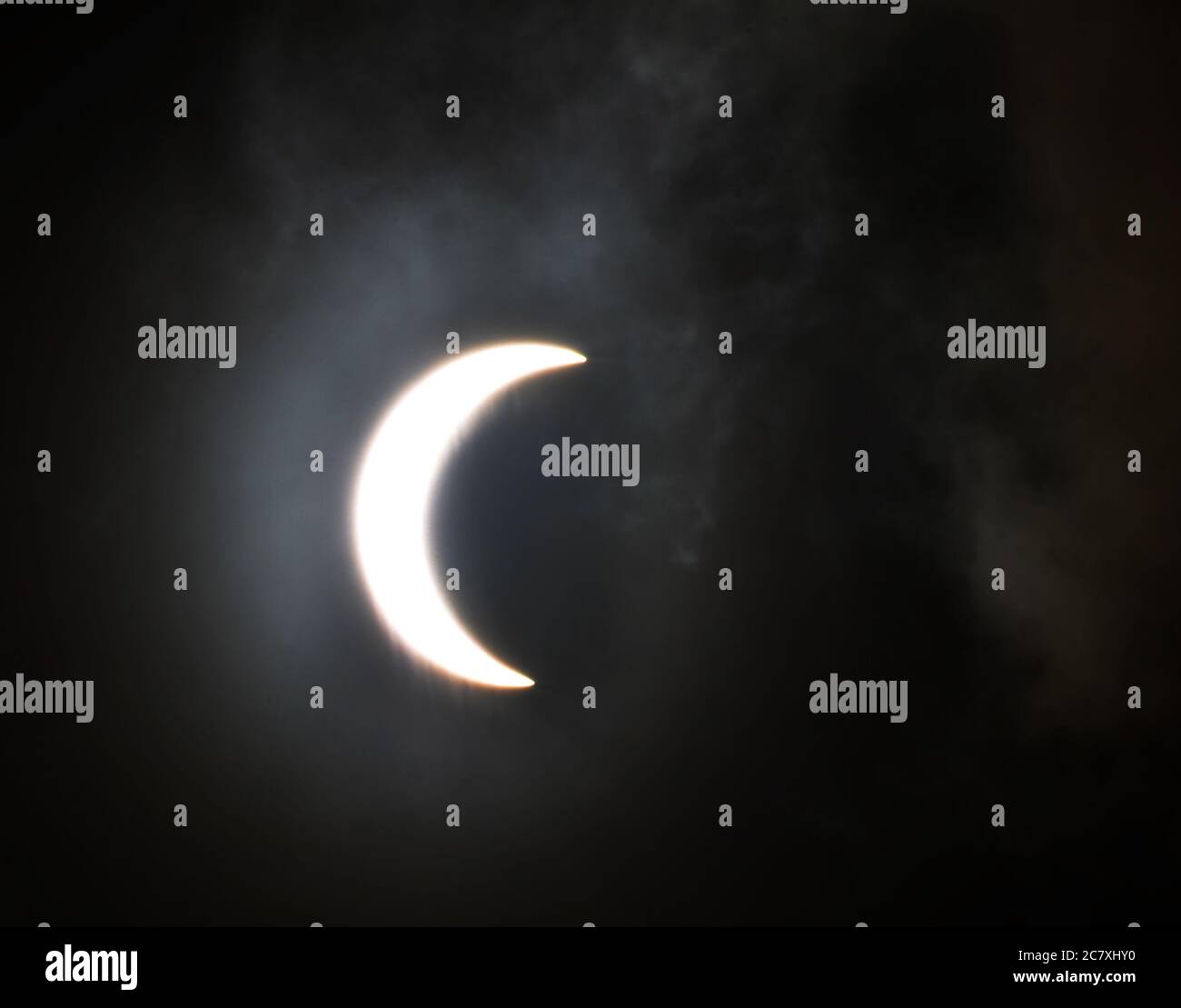 The Solar eclipse as seen in Hong Kong on June 21st 2020 Stock Photo ...