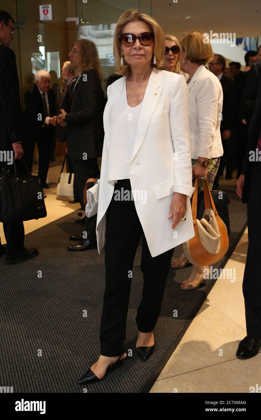 Fashion designer Carla Zampatti leaves after attending the 2014 Lowy ...