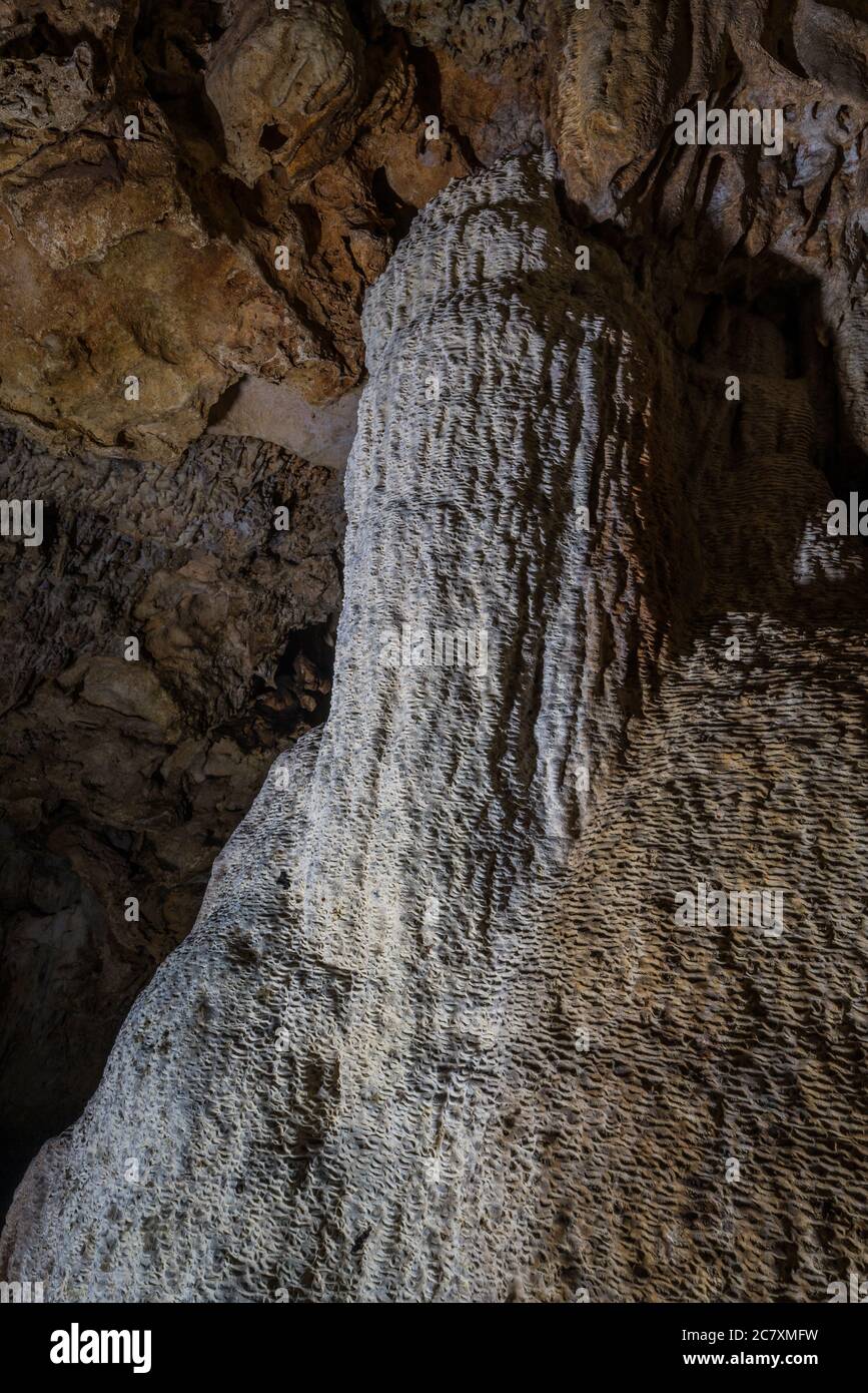 Beautiful mineral formations in the cavern of Cenote Xkeken near ...