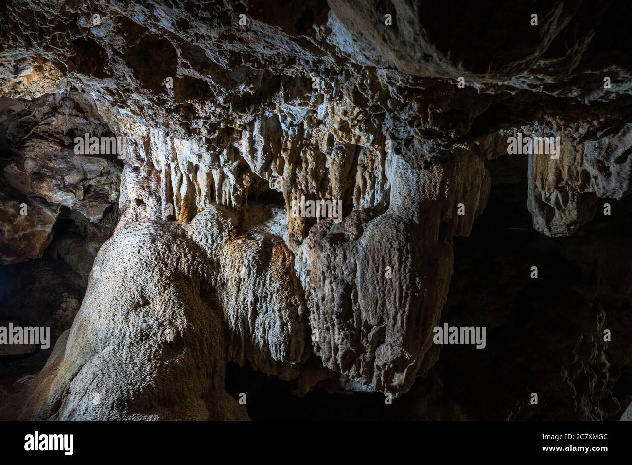 Beautiful mineral formations in the cavern of Cenote Xkeken near ...