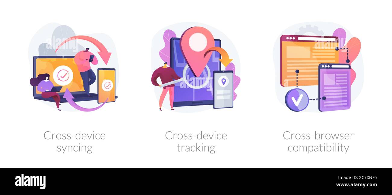 Cross-device using and operation vector concept metaphors Stock Vector ...