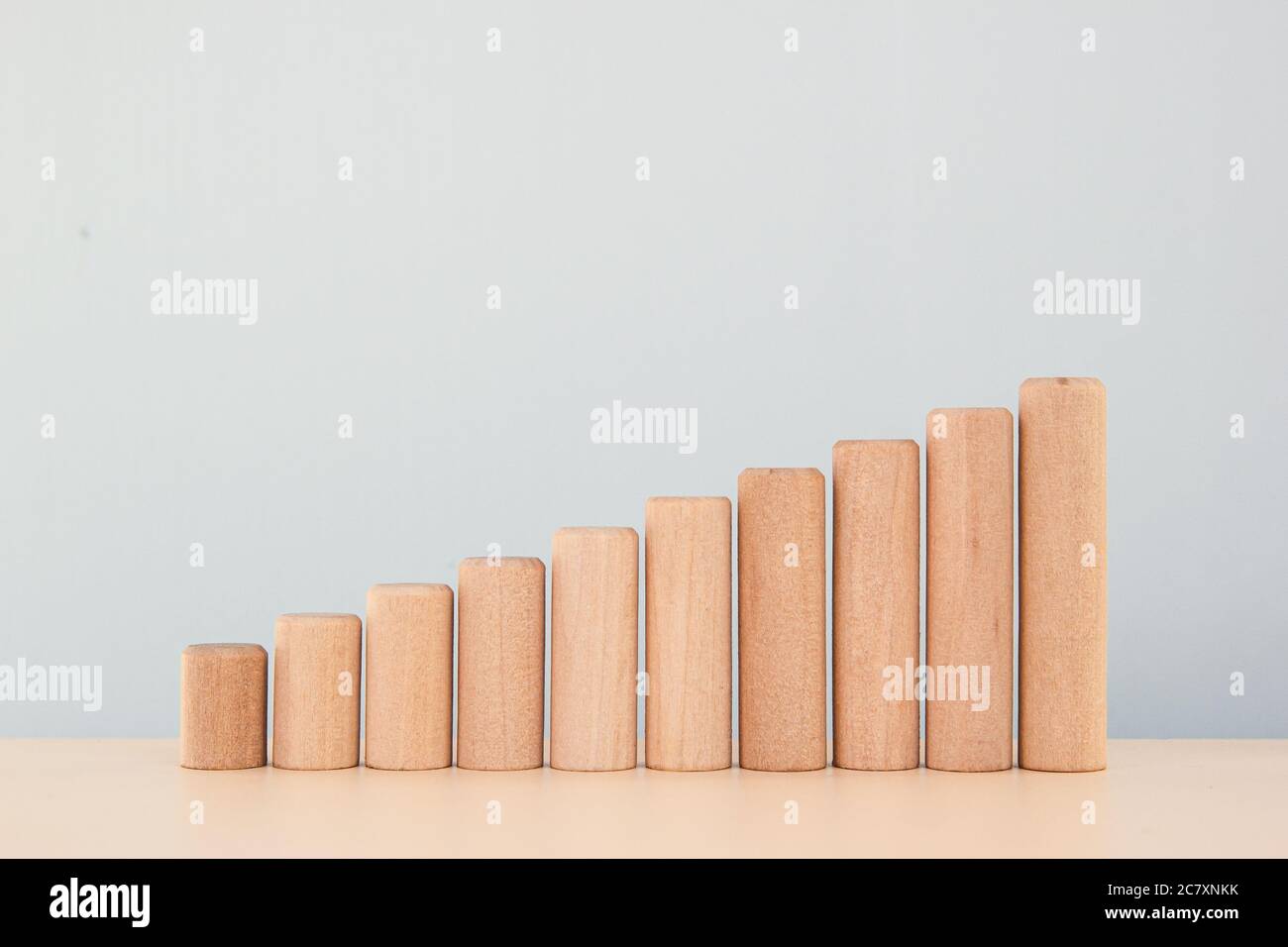 Wooden blocks as increasing graph bar, infographic diagram, chart on ...