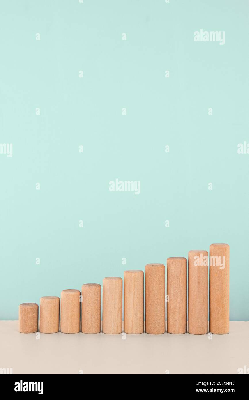 Increasing graph bar, infographic diagram, chart on blue background ...