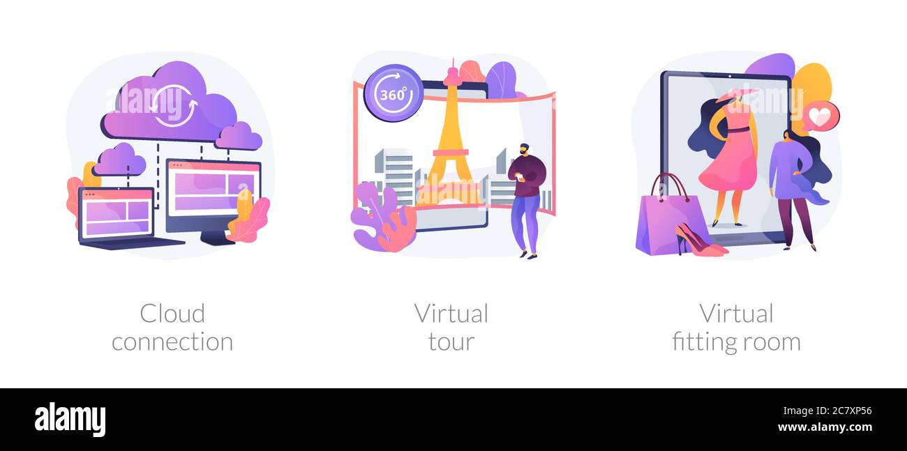 Online data transfer and virtual experience abstract concept vector ...