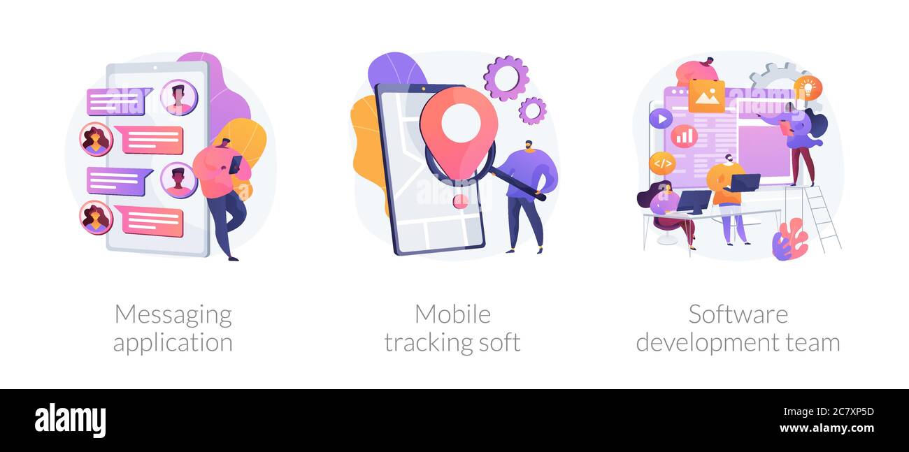 Smartphone application abstract concept vector illustrations Stock ...