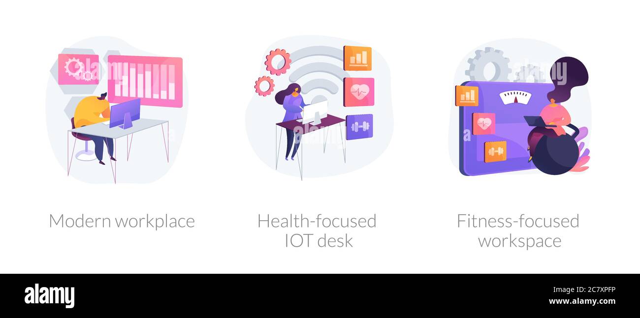 Future workplace vector concept Cut Out Stock Images & Pictures - Alamy