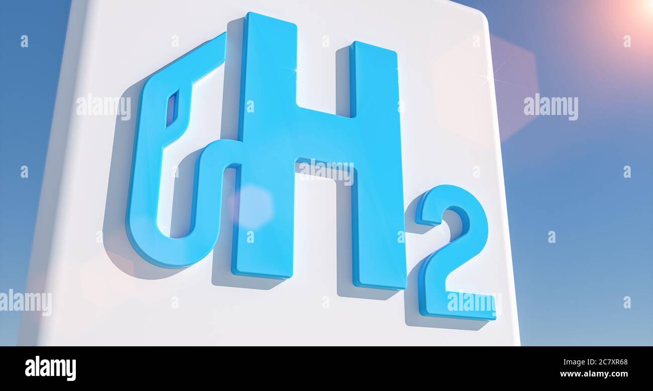 3D rendering of an H2 Hydrogen sign on a blue background Stock Photo ...